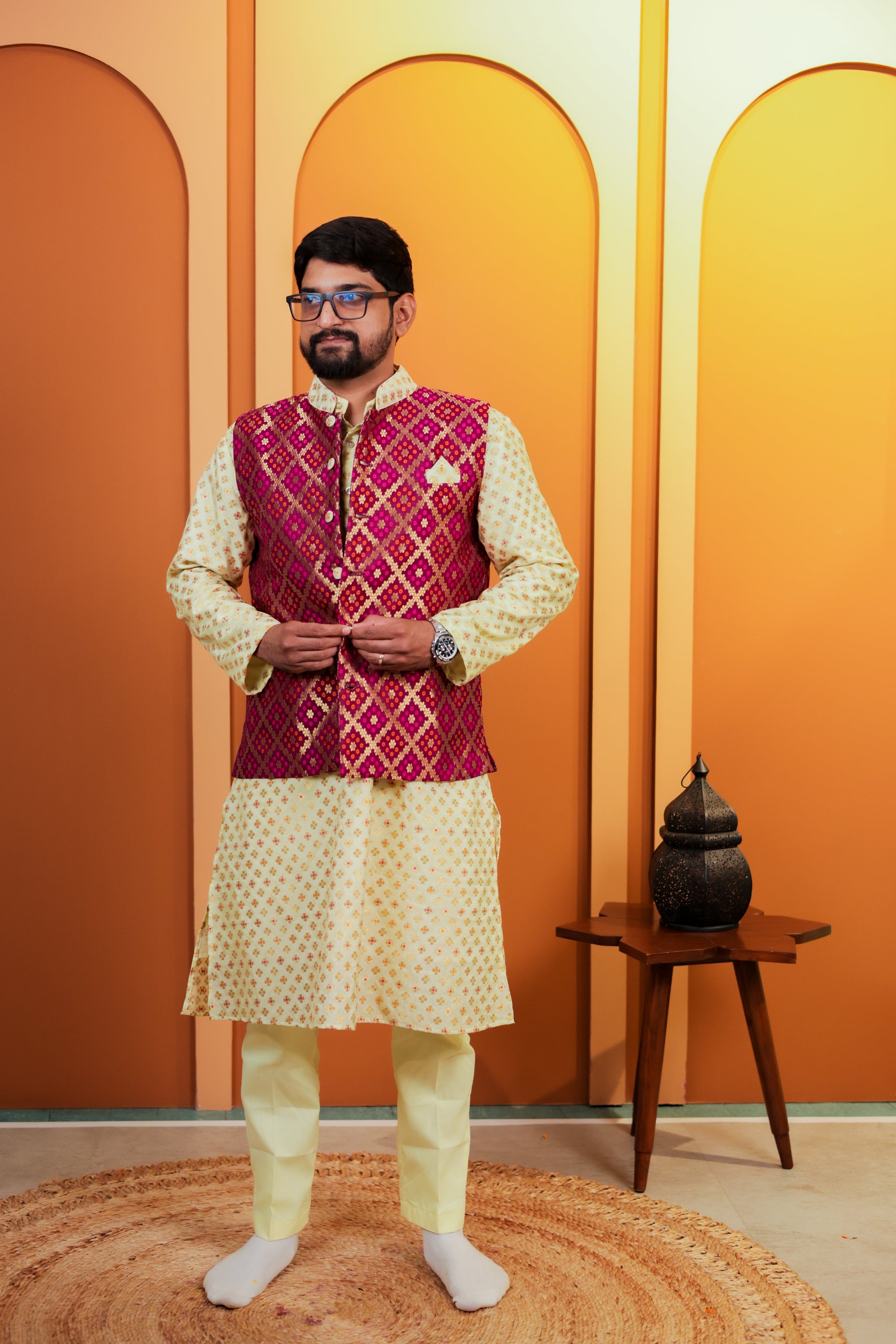 Pista Barfi Men 3 Piece Set (Kurta, Pant and Jacket)